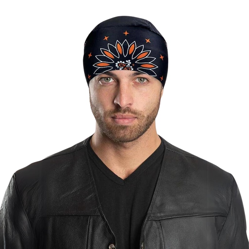 Orange Paisley Soaker Full Head Wrap Hi-tech Soaker Fabric Motorcycle ...