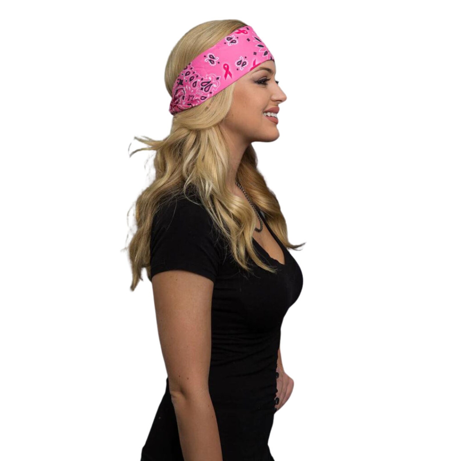 Pink Cancer Ribbon Women's Motorcycle Headband | Athletic Headband With ...