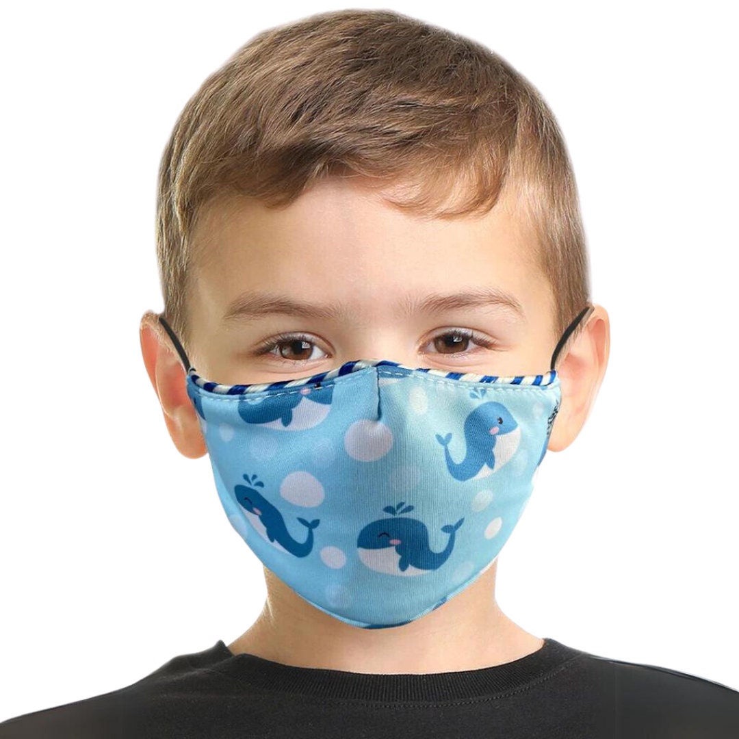 Whales and Bubbles Kids Face Face Mask Set | Mask With Replaceable 5 ...