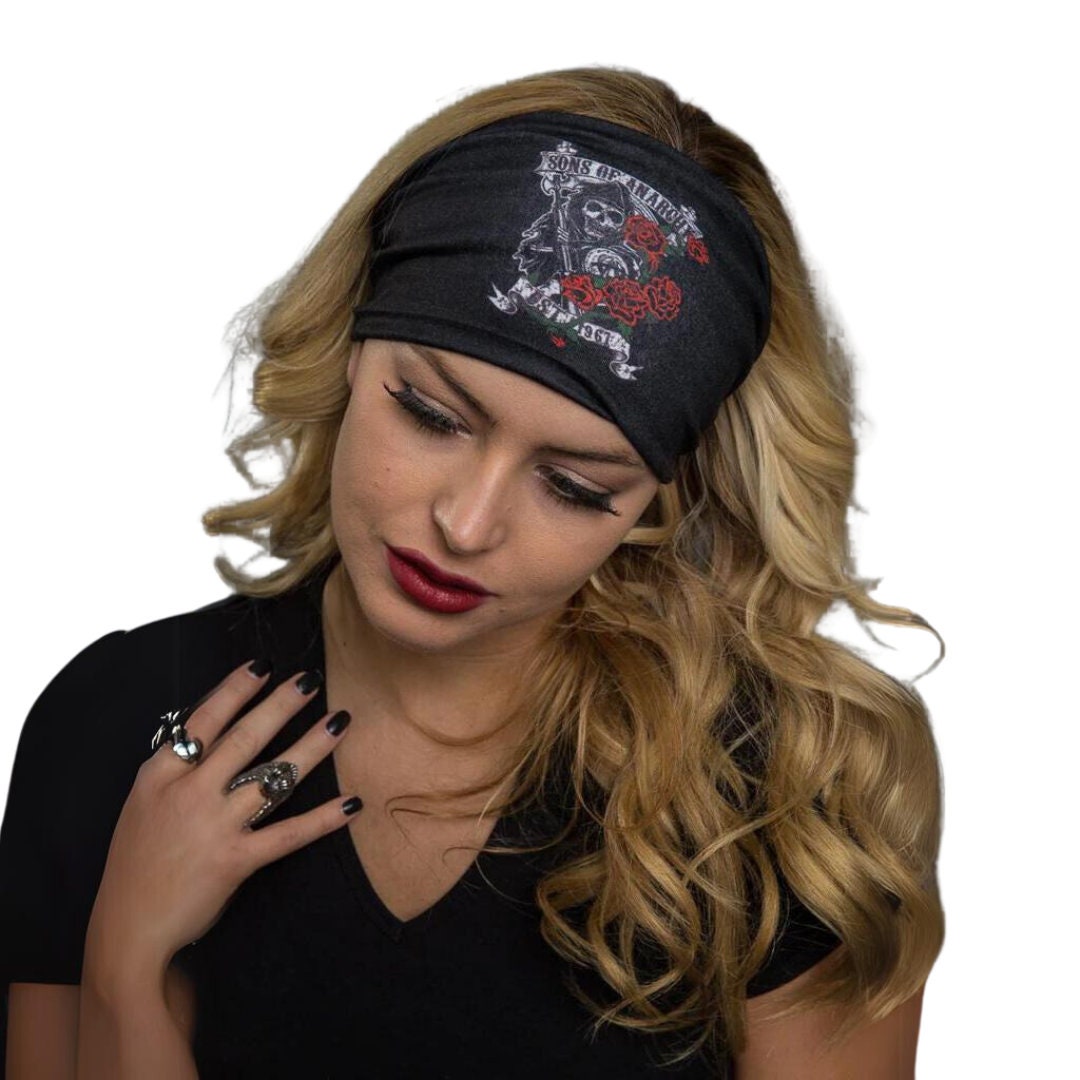 SOA Reaper With Roses EZ Bandz Biker Headband Bandana - Etsy