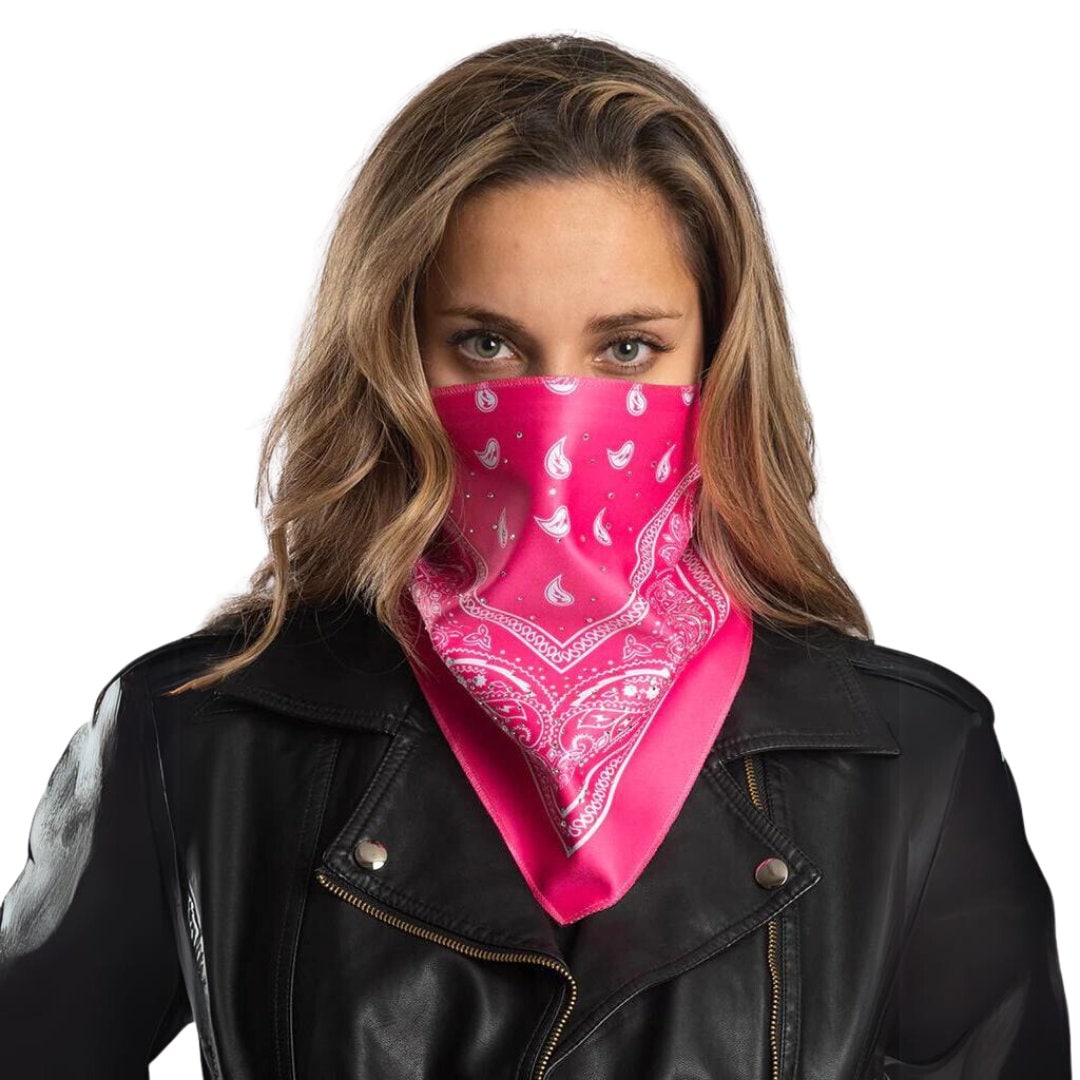 Hot Pink Bandana With Gems Triangle Mask | High Quality Microfiber ...