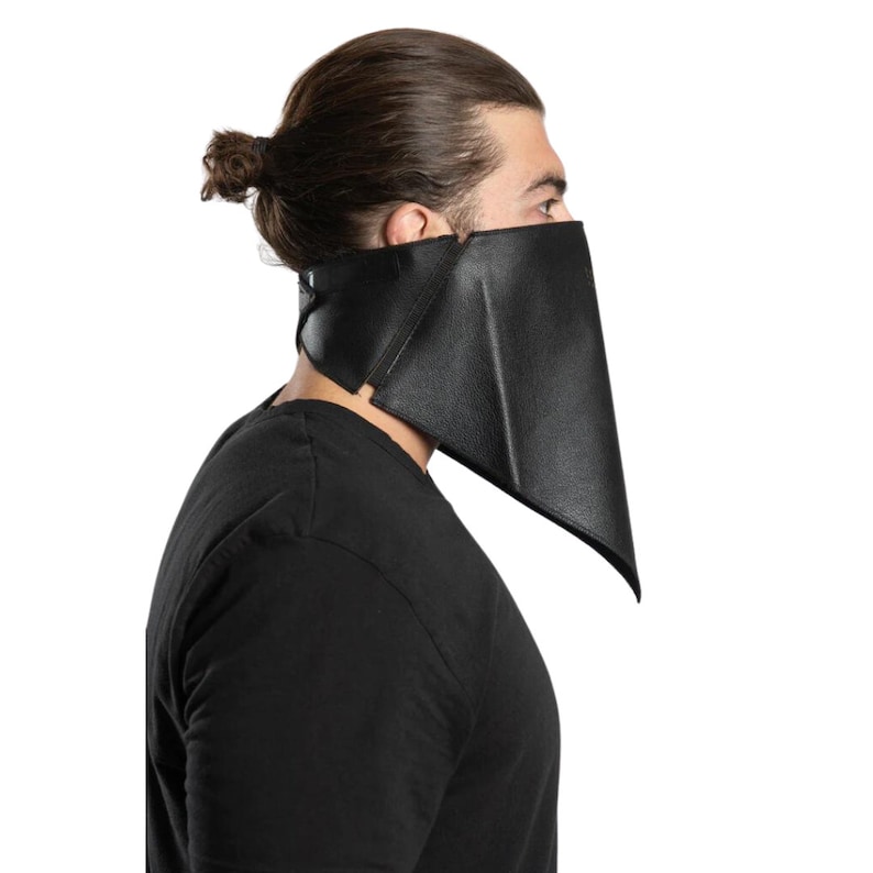 3 Piece Leather Triangle Mask Black | Handcrafted From Genuine Leather ...