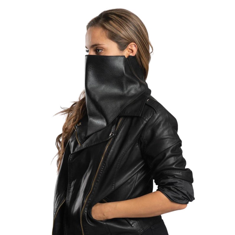 3 Piece Leather Triangle Mask Black | Handcrafted From Genuine Leather ...