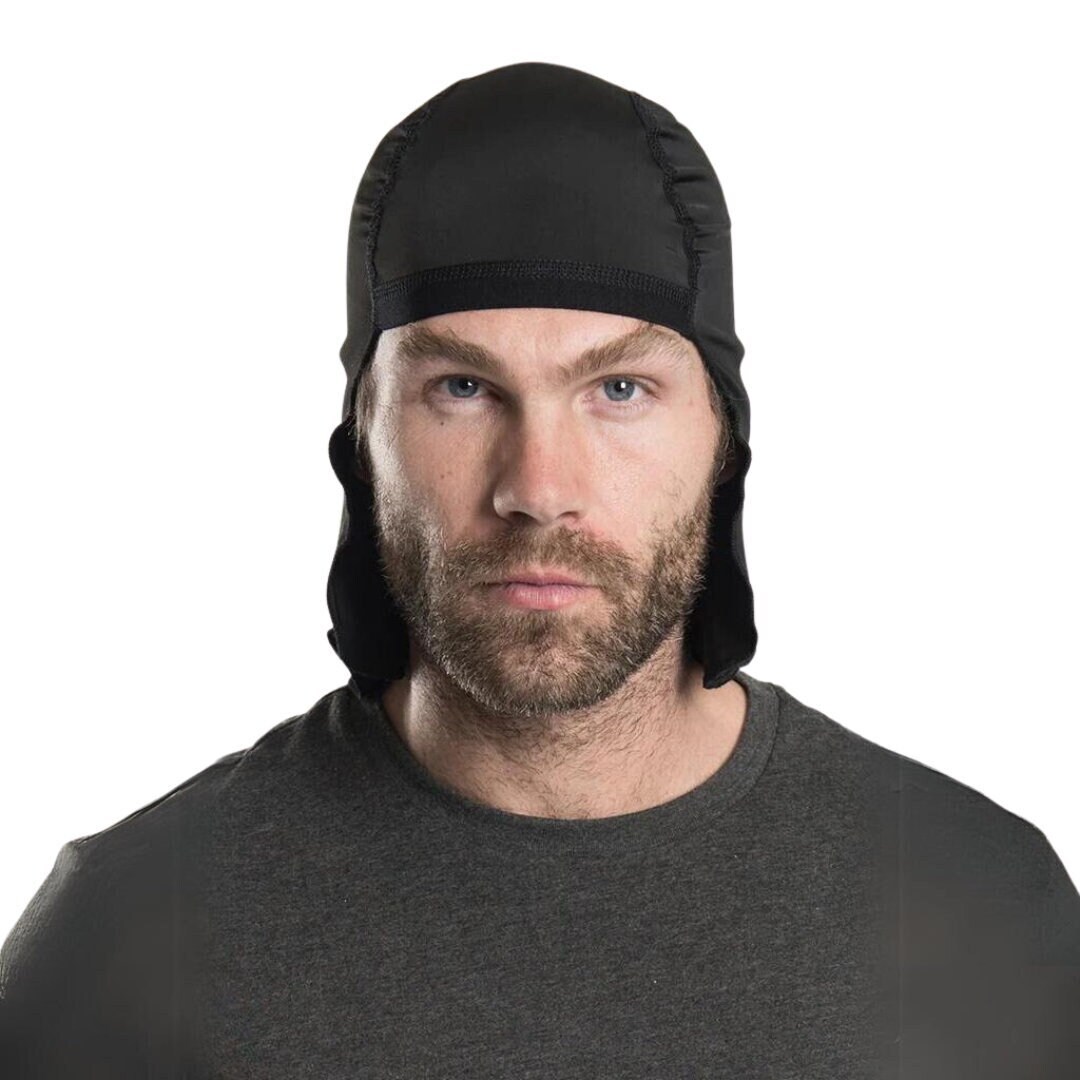 Solid Black With Tails Winter Weight Skull Cap Full Head Wrap | Heat ...