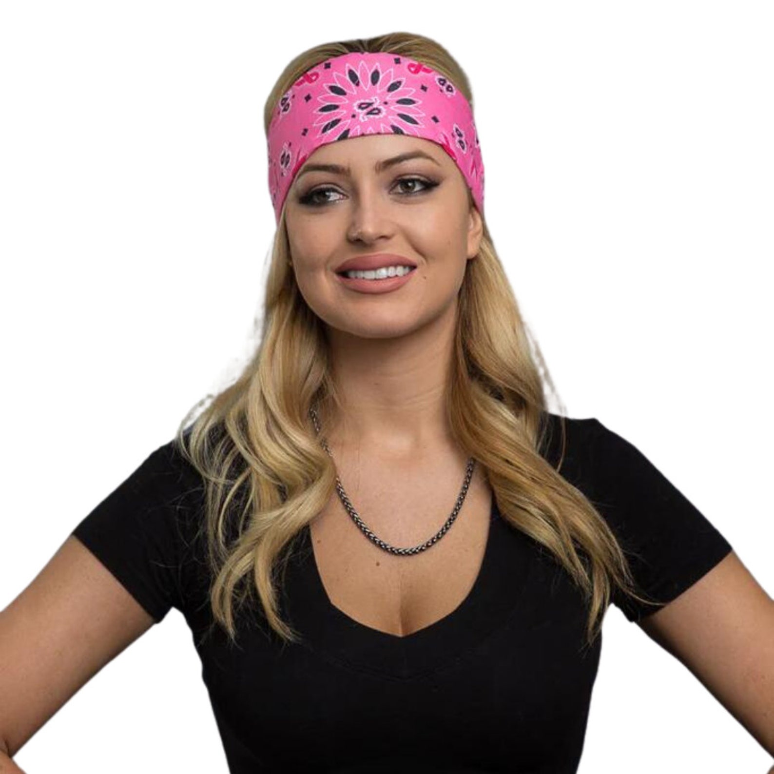 Pink Cancer Ribbon Women's Motorcycle Headband | Athletic Headband With ...
