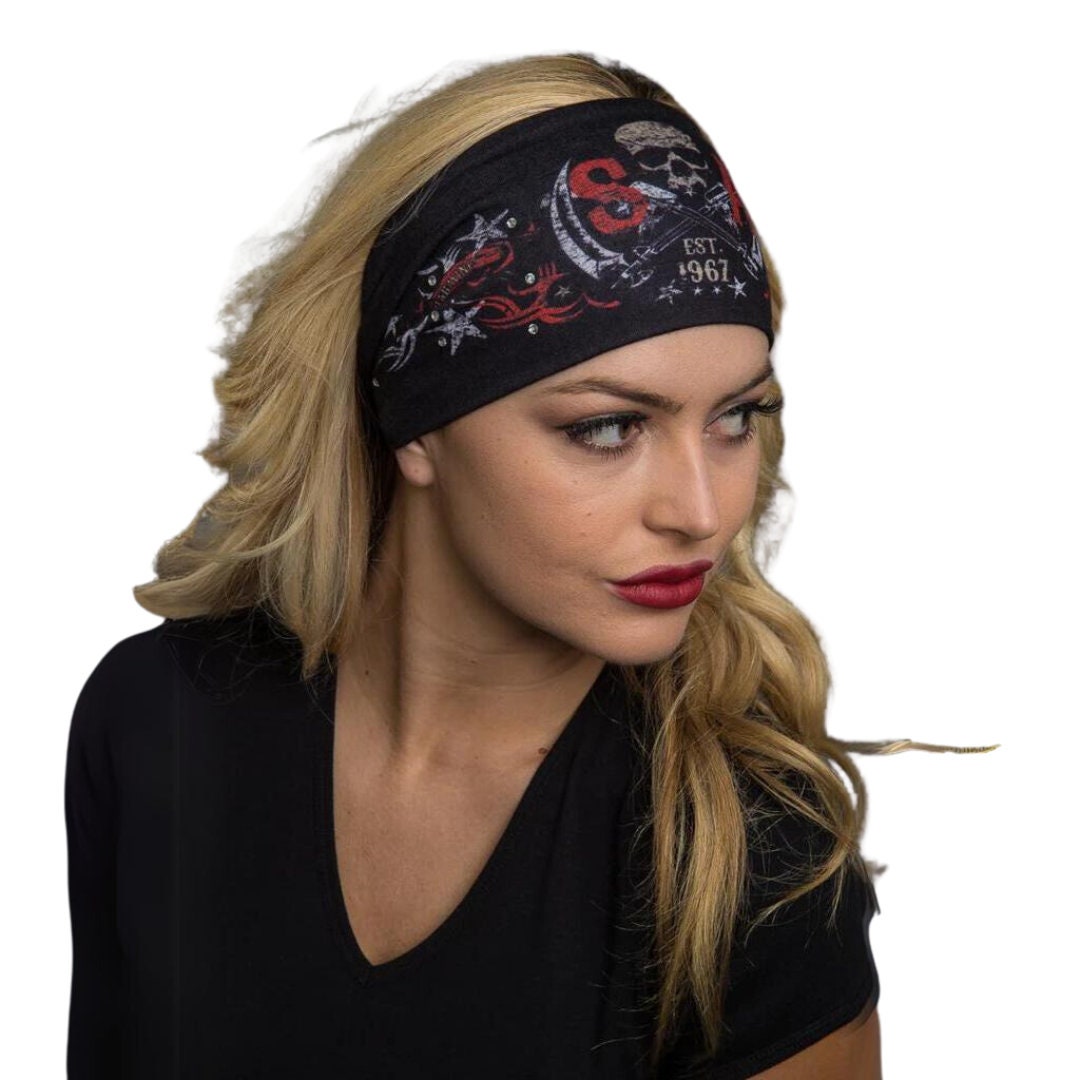 SOA Skull Est 1967 With Stones EZ Bandz | Biker Headband Bandana ...