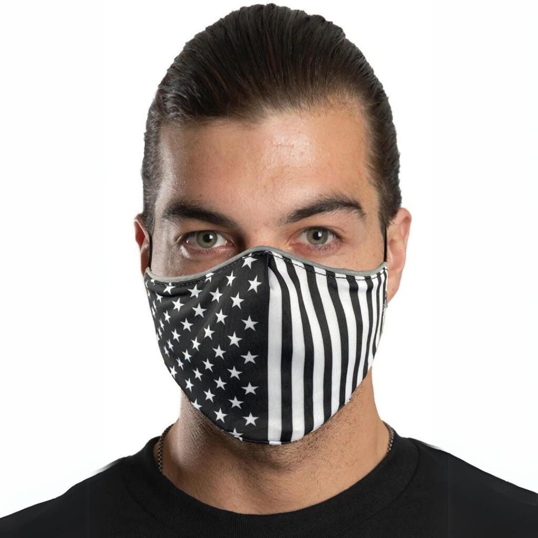 Black and White Flag Face Face Mask Set | Mask With Replaceable 5 Layer PM2.5 Filter | Anti-fog ...