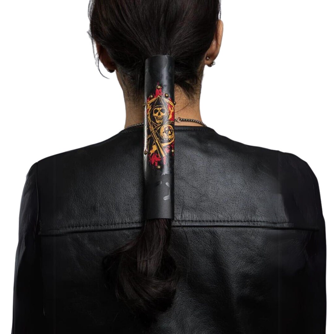 8" Reaper W/copper Studs | Biker Ponytail Hair Glove | No Slip Ponytail ...