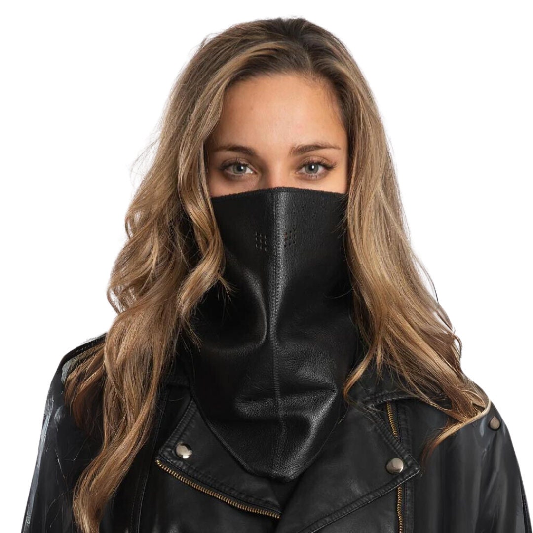 2 Piece Leather Triangle Mask Black | Handcrafted From Genuine Leather ...