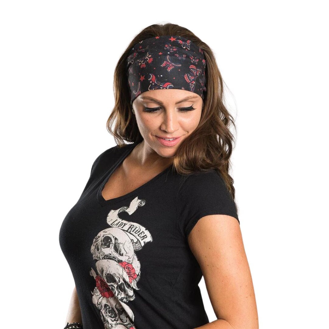 Starry Night Women's Motorcycle Headband Athletic Headband Elastic ...