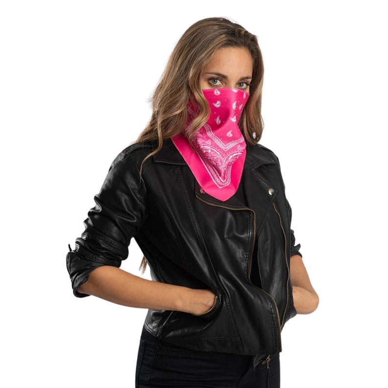 Hot Pink Bandana With Gems Triangle Mask | High Quality Microfiber ...