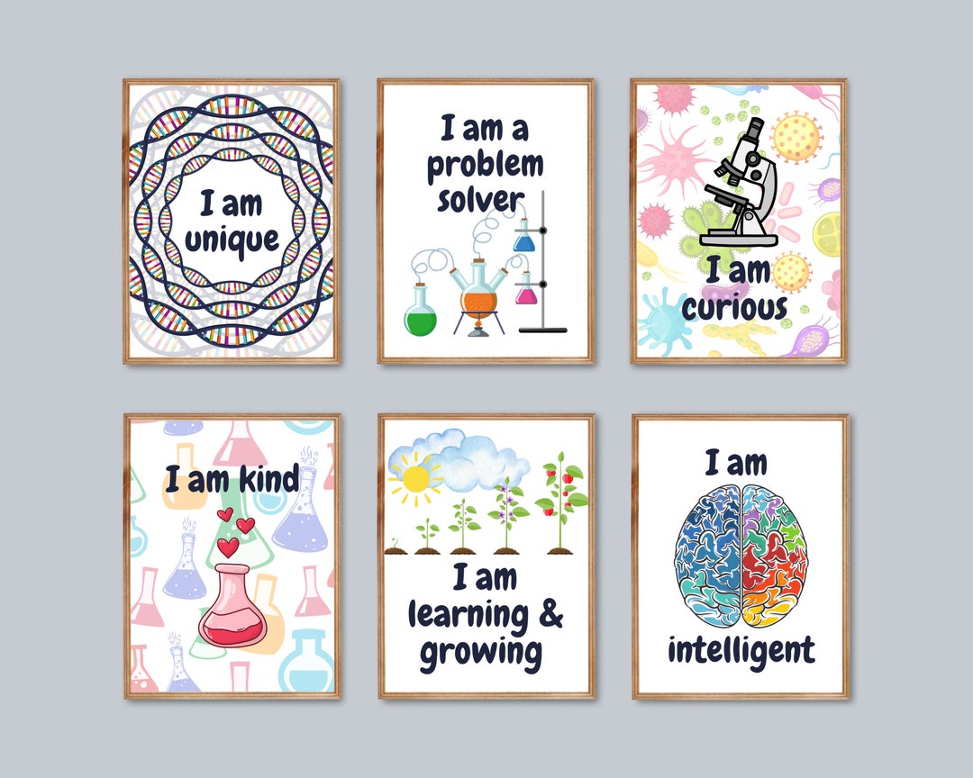 Set of 6 Science Affirmation Prints Inspiring Digital Wall Art for ...