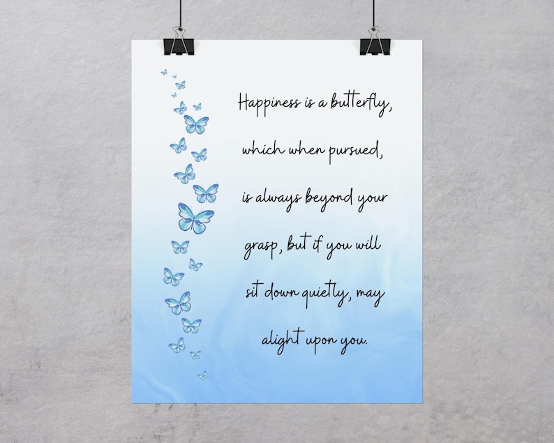 Happiness is a Butterfly – Inspirational Quote Print | Playful Gradient ...