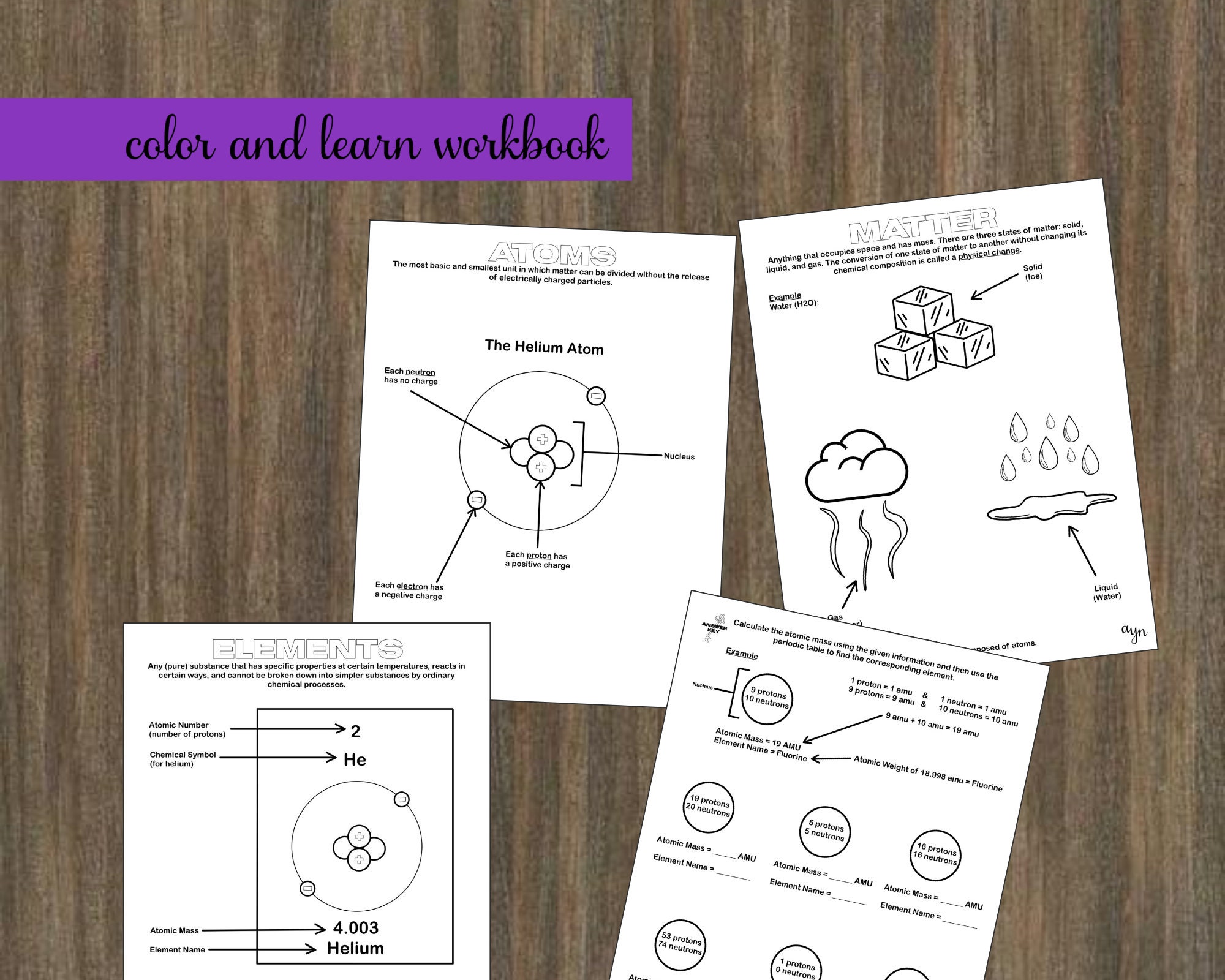 CHEMISTRY Color and Learn Workbook – Interactive Science Activity Book ...