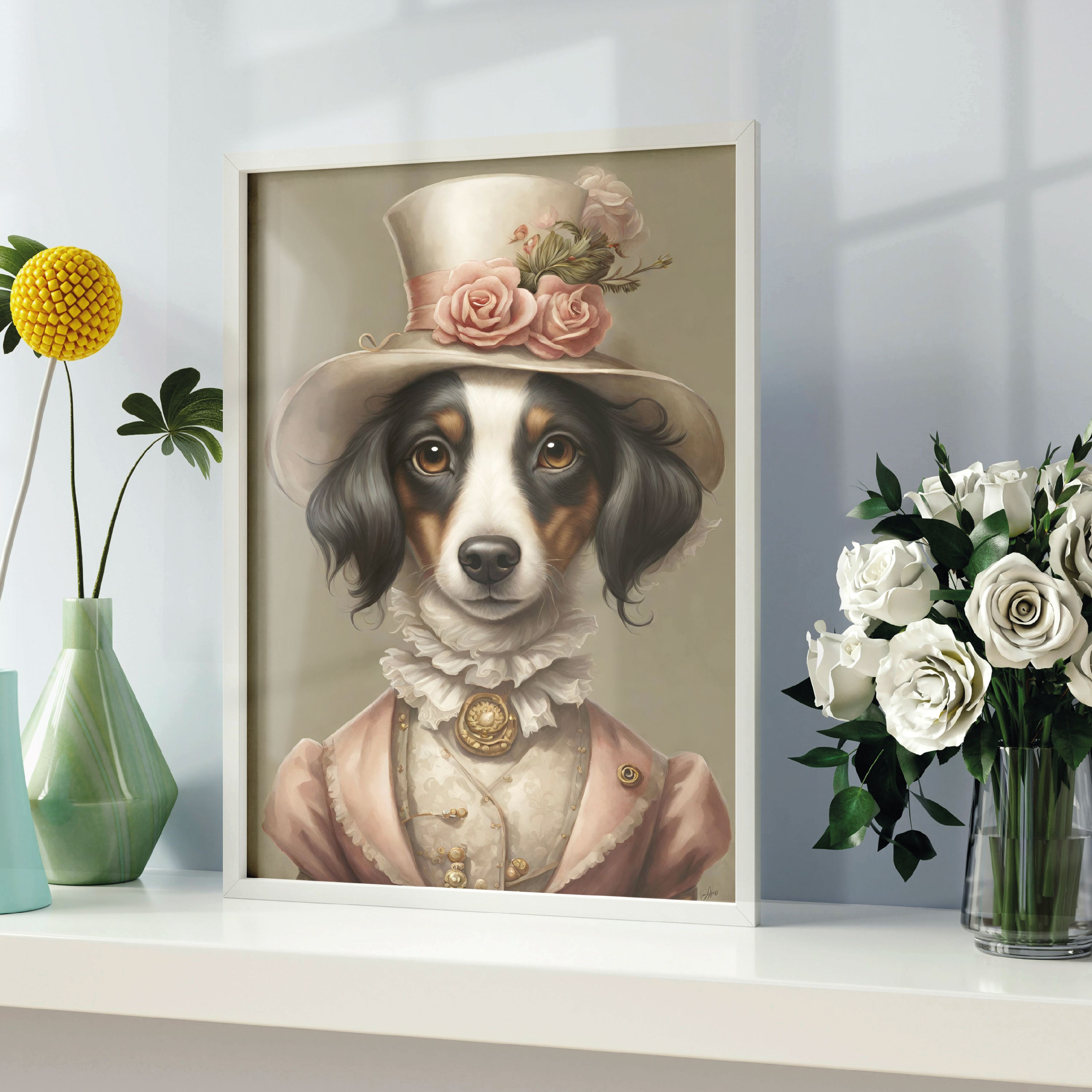 Digital Lady Dog Portrait, Royal Pet Painting, Renaissance Animal ...