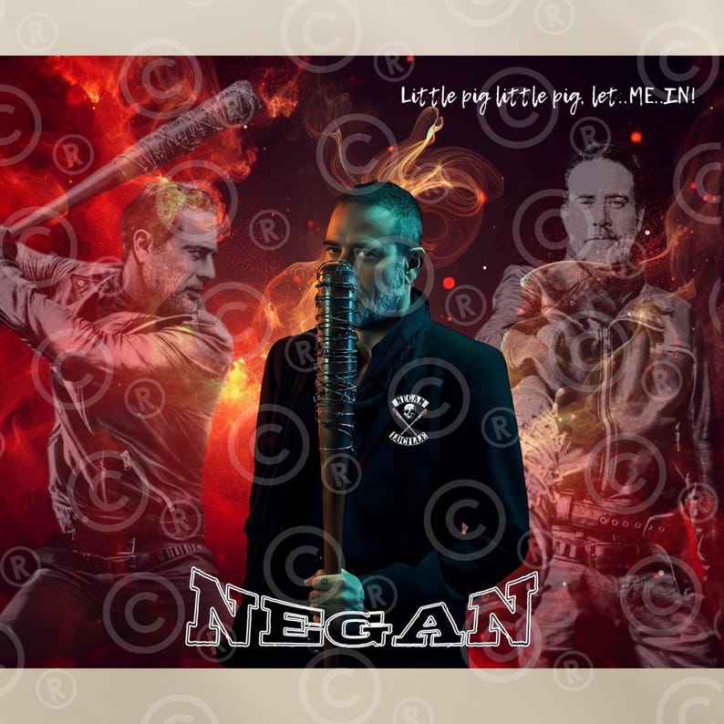 Negan 20oz Skinny Tumbler Wrap | Walking Dead PNG Sublimation Design - Etsy