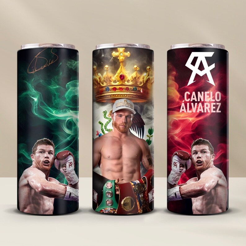 Canelo Alvarez 20oz Skinny Tumbler Wrap | Boxing Champion Mexican Flag ...