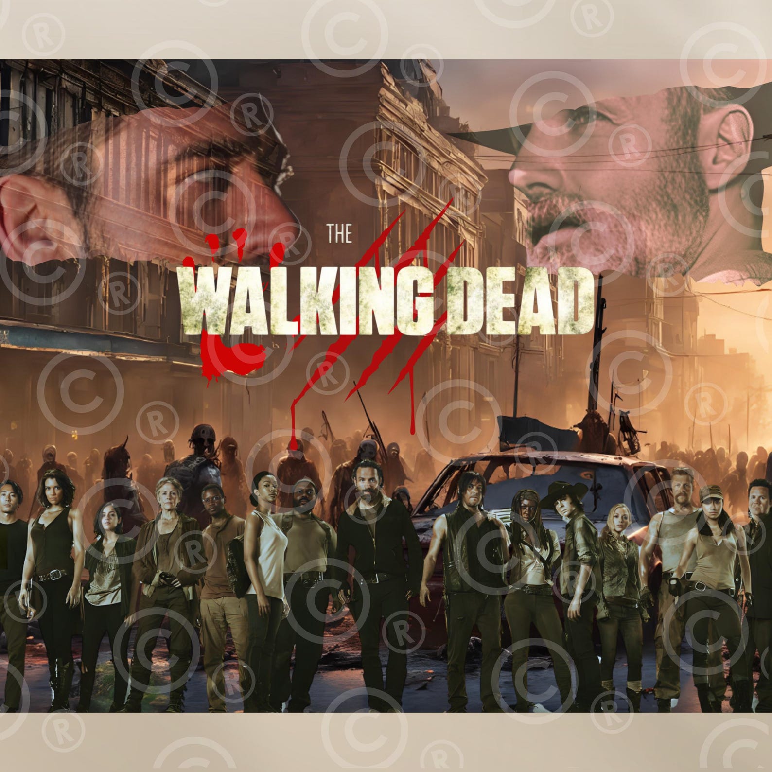 The Walking Dead Skinny Tumbler Wrap | Negan Rick Dixon PNG Sublimation ...