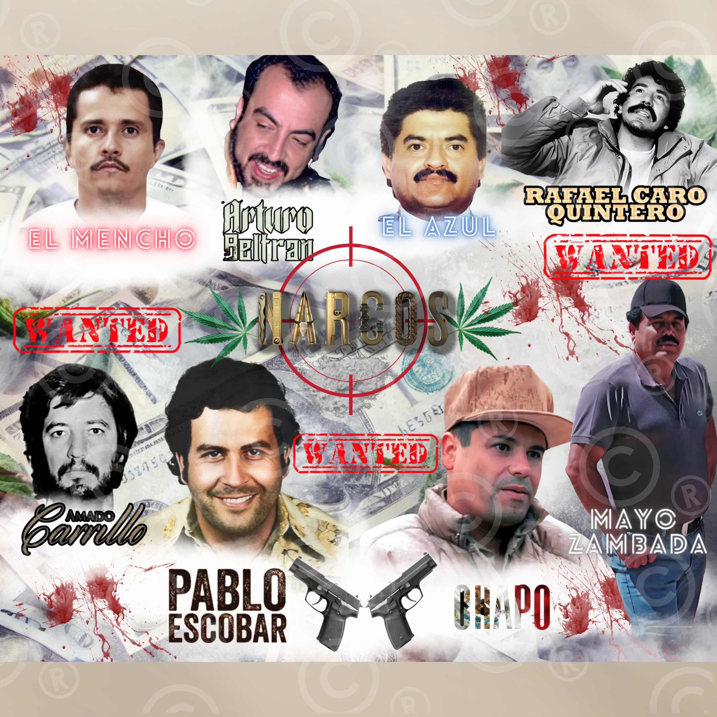 Narcos El Chapo Guzman Pablo Escobar 20oz Skinny Tumbler Wrap Narco ...