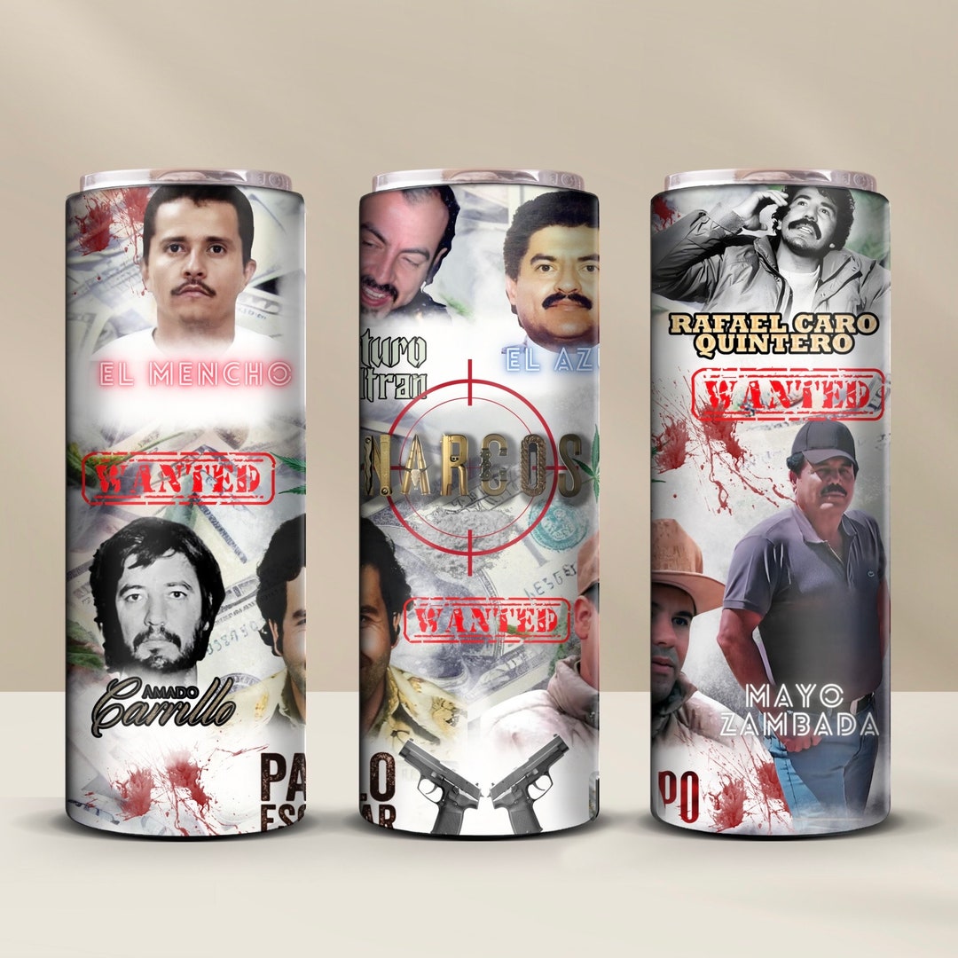 Narcos El Chapo Guzman Pablo Escobar 20oz Skinny Tumbler Wrap Narco ...