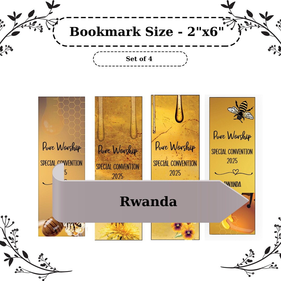 Special Convention 2025 Bookmark, Pure Worship, Rwanda, 2x6 , Honeybee ...