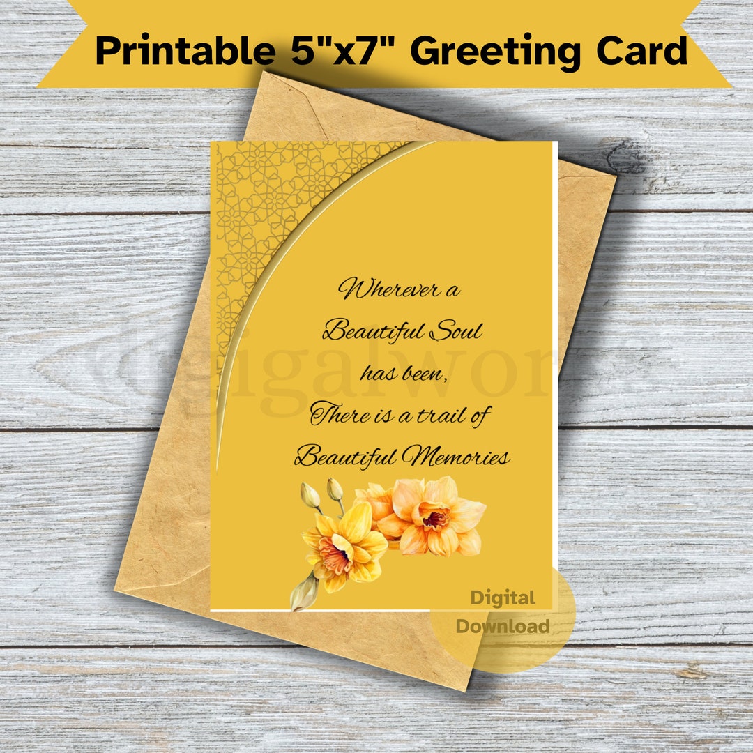 Beautiful Memories, Greeting Card, Floral Art, 5x7 Size, Color Graphic ...