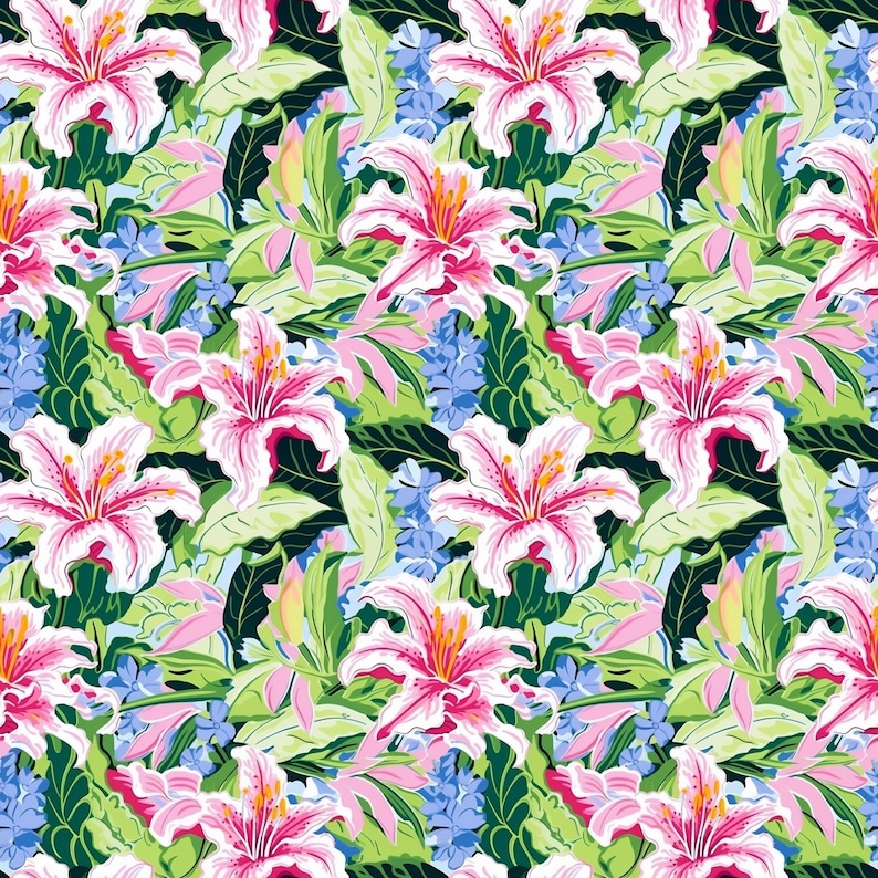 Preppy Lilly Seamless Pattern INSTANT Download-preppy Digital Paper-colorful Lilly Patterns ...