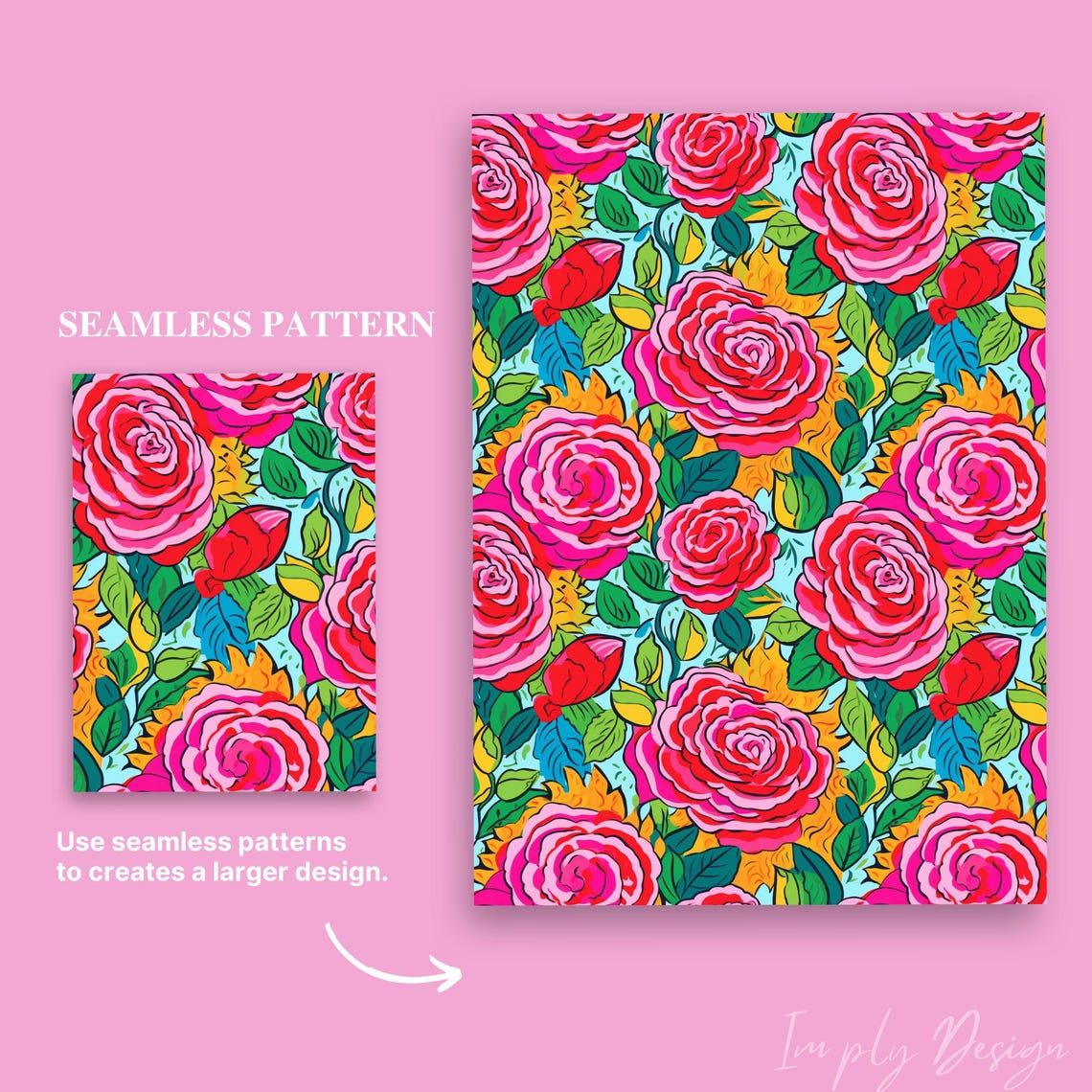 Preppy Rose Seamless Pattern-instant Download-preppy Digital Paper ...