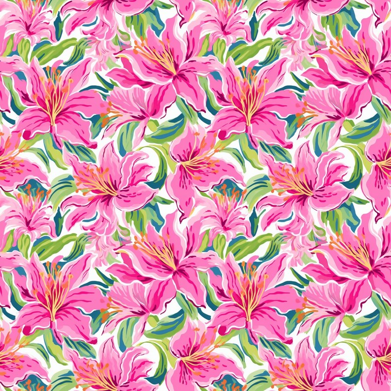 Preppy Lilly Seamless Pattern INSTANT Download-preppy Digital Paper-colorful Lilly Patterns ...