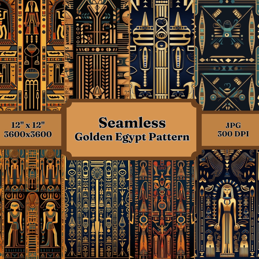 Golden Egypt Seamless Pattern | Digital Paper | Egyptian Style ...