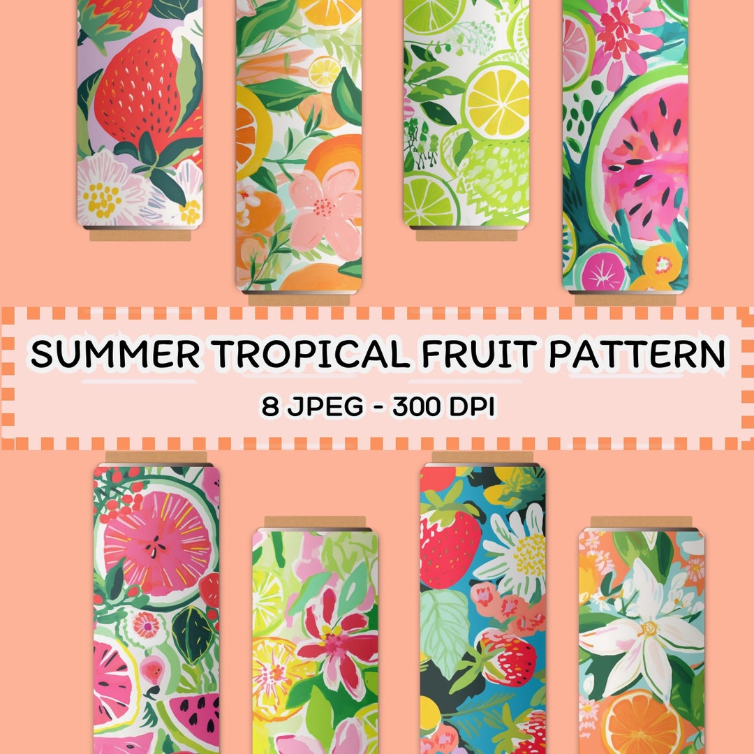 Preppy Summer Tropical Fruit Patterns, Colorful Fruit Print, Preppy ...
