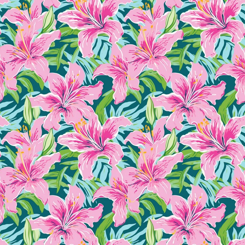 Preppy Lilly Seamless Pattern INSTANT Download-preppy Digital Paper-colorful Lilly Patterns ...