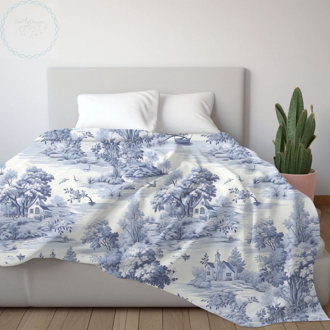 Elegant French Toile Pattern, Upholstery, Quilting Vintage Blue and ...