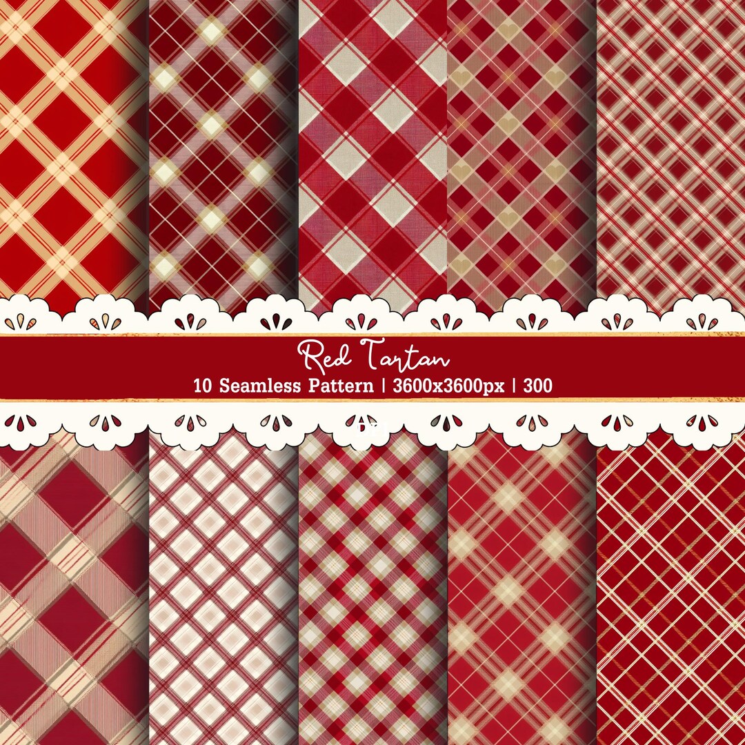 Red Tartan Digital Paper Bundle: Seamless Valentine Plaid & Christmas ...