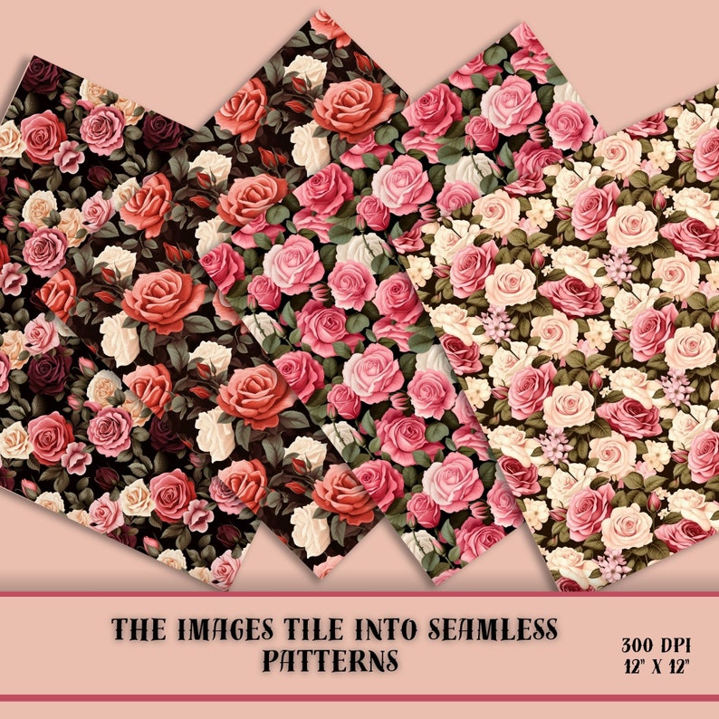 Rose Seamless Pattern, Rose Wallpaper, Digital Paper, Background ...