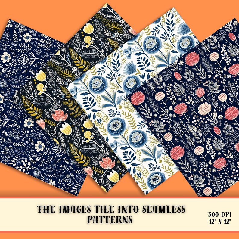 Block Print Garden Set 1 Seamless Pattern, Block Print Wallpaper, Block ...