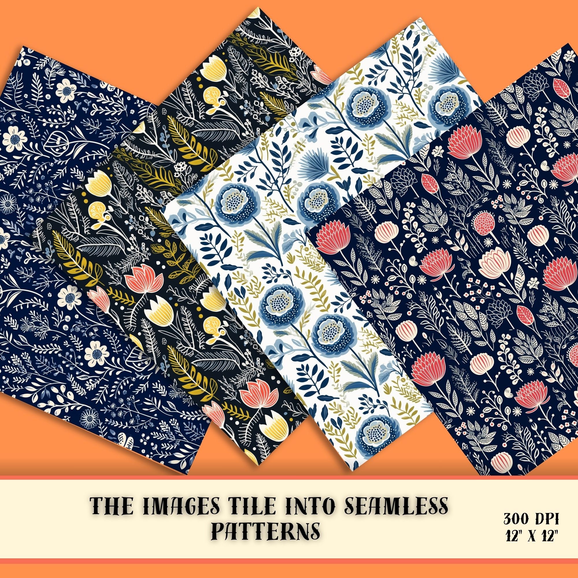 Block Print Garden Set 1 Seamless Pattern, Block Print Wallpaper, Block ...