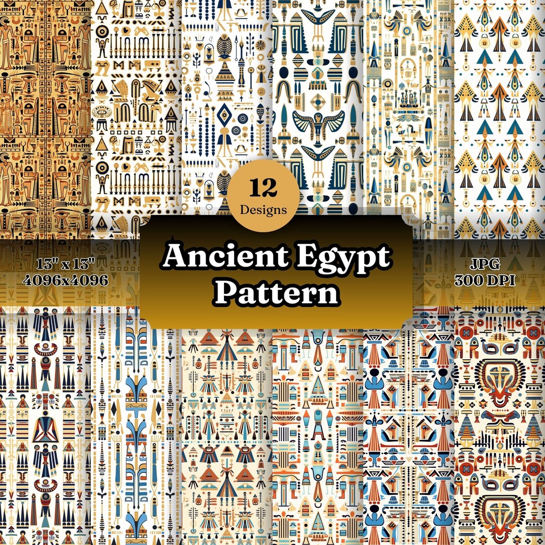 Ancient Egypt Seamless Pattern: Hieroglyphs, Gods (digital Download) - Etsy