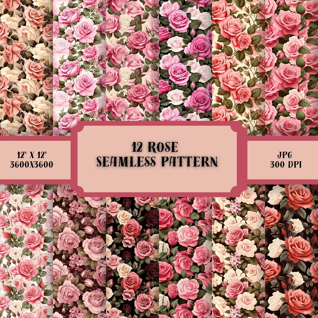 Rose Seamless Pattern, Rose Wallpaper, Digital Paper, Background ...