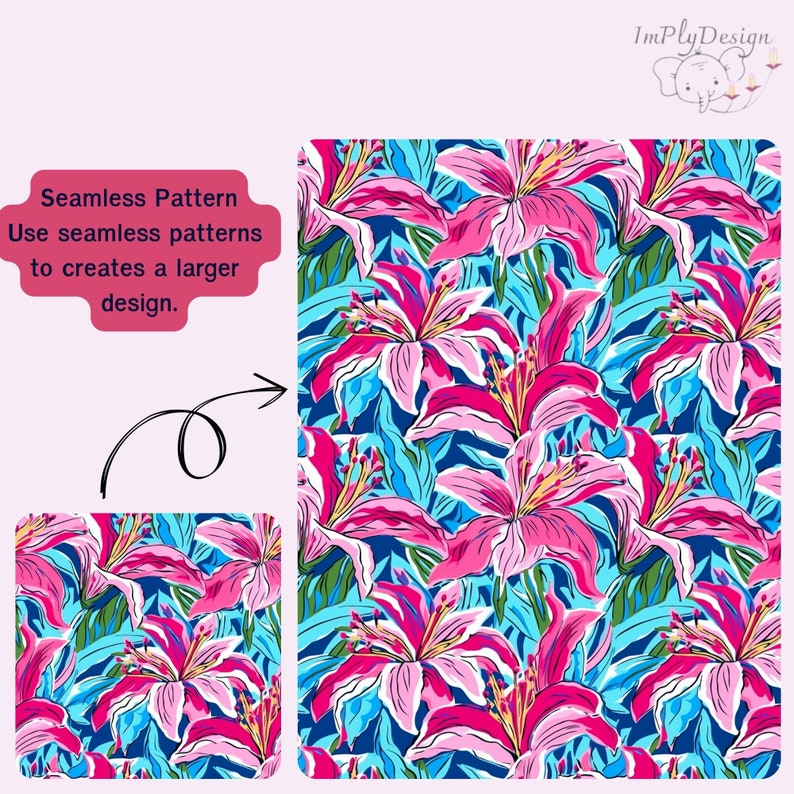 Preppy Lilly Seamless Pattern INSTANT Download-preppy Digital Paper-colorful Lilly Patterns ...