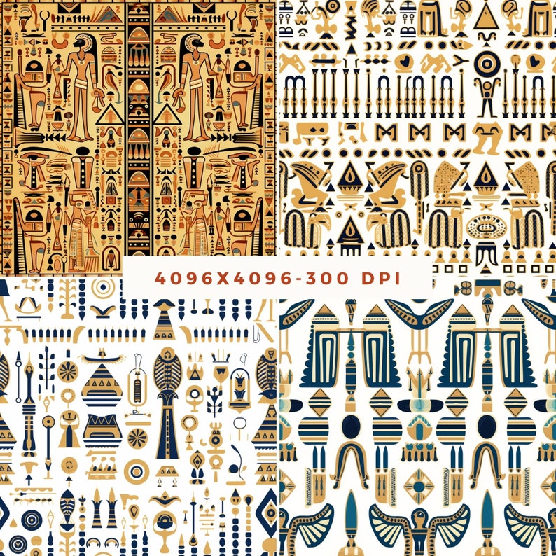 Ancient Egypt Seamless Pattern: Hieroglyphs, Gods (digital Download) - Etsy