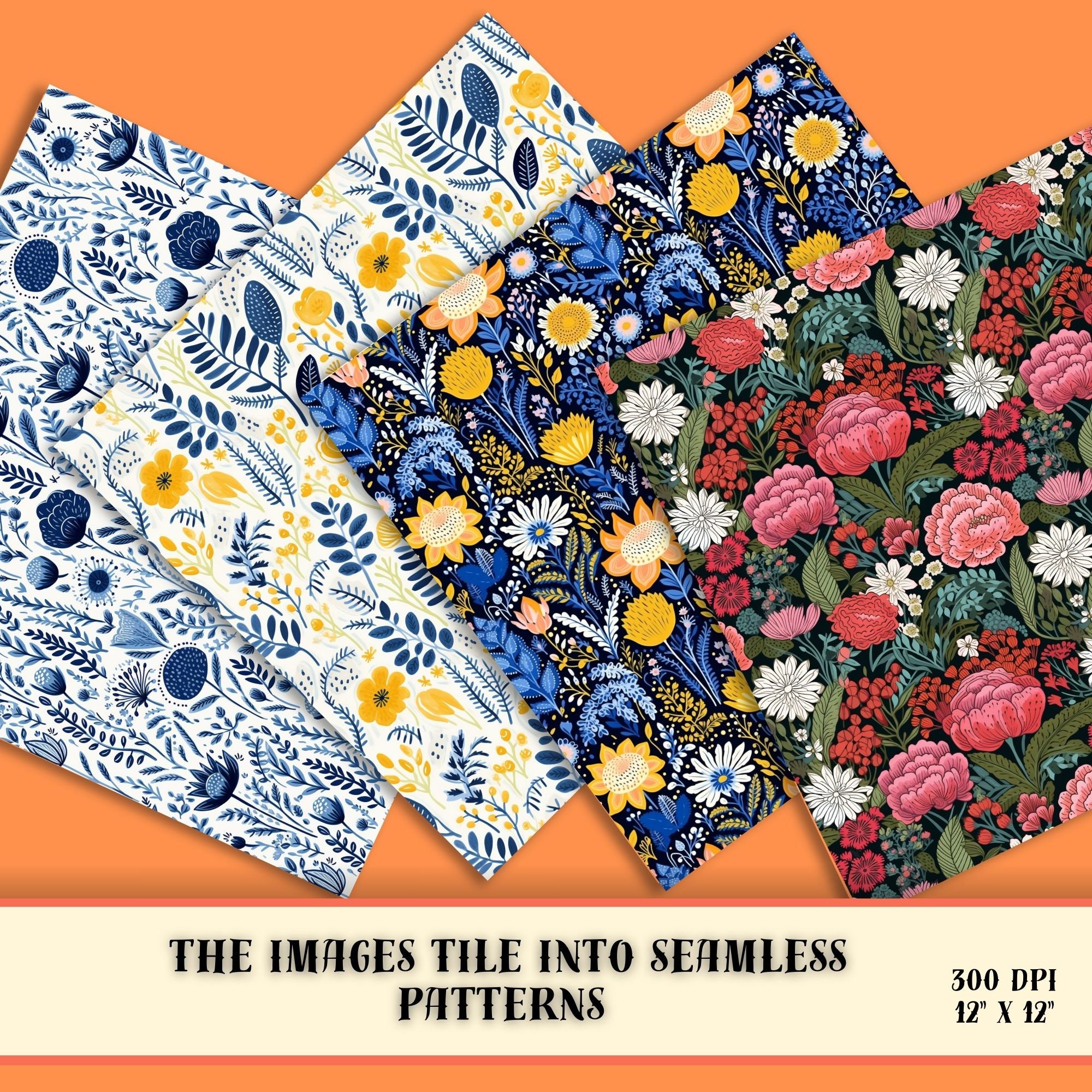 Block Print Garden Set 1 Seamless Pattern, Block Print Wallpaper, Block ...