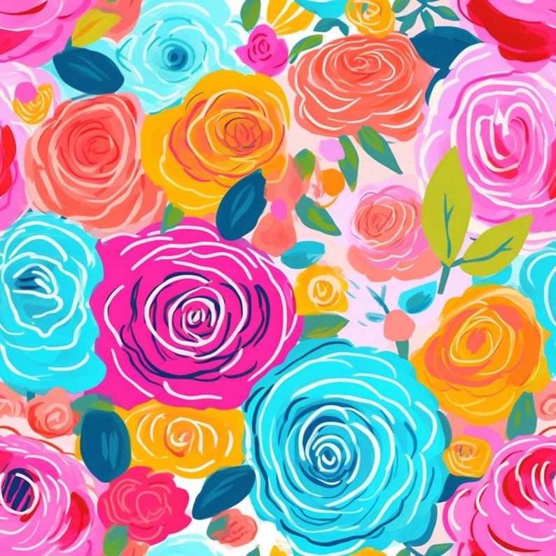 Preppy Rose Seamless Pattern-instant Download-preppy Digital Paper ...