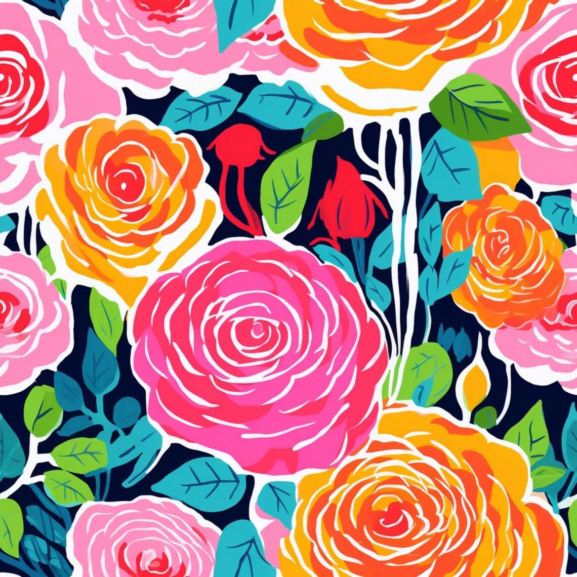 Preppy Rose Seamless Pattern-instant Download-preppy Digital Paper ...