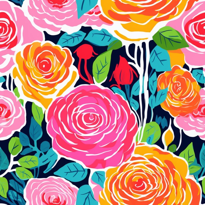 Preppy Rose Seamless Pattern-instant Download-preppy Digital Paper ...