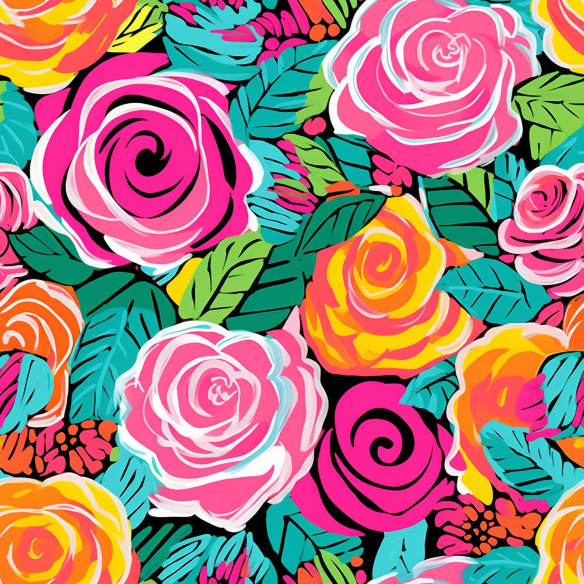 Preppy Rose Seamless Pattern-instant Download-preppy Digital Paper ...