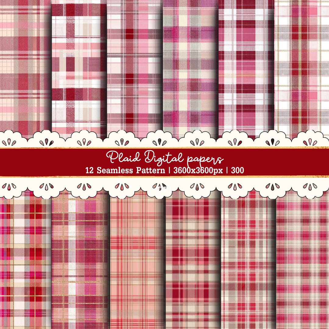 Cozy Plaid Digital Paper Pack| Soft Tartan Patterns | Valentine Plaid ...