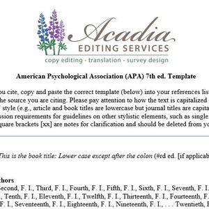APA7 References Template for Microsoft Word - Etsy