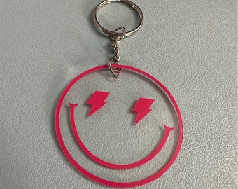Smiley Face Keychain, Checkered Smiley Face Keychain, Happy Face ...