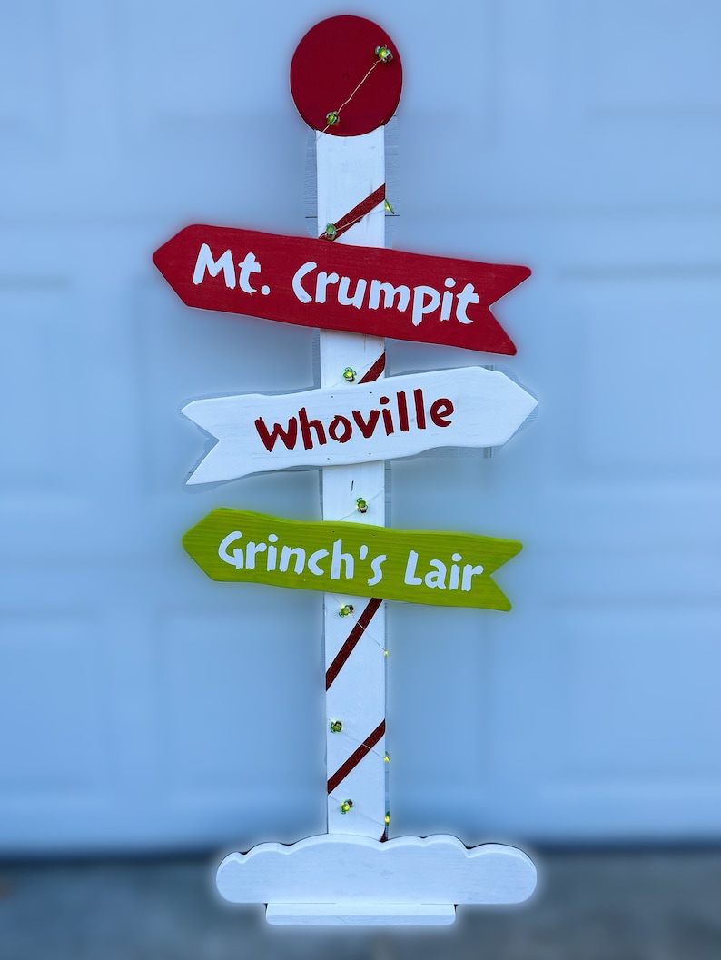 Lighted Grinch Sign Post - Etsy